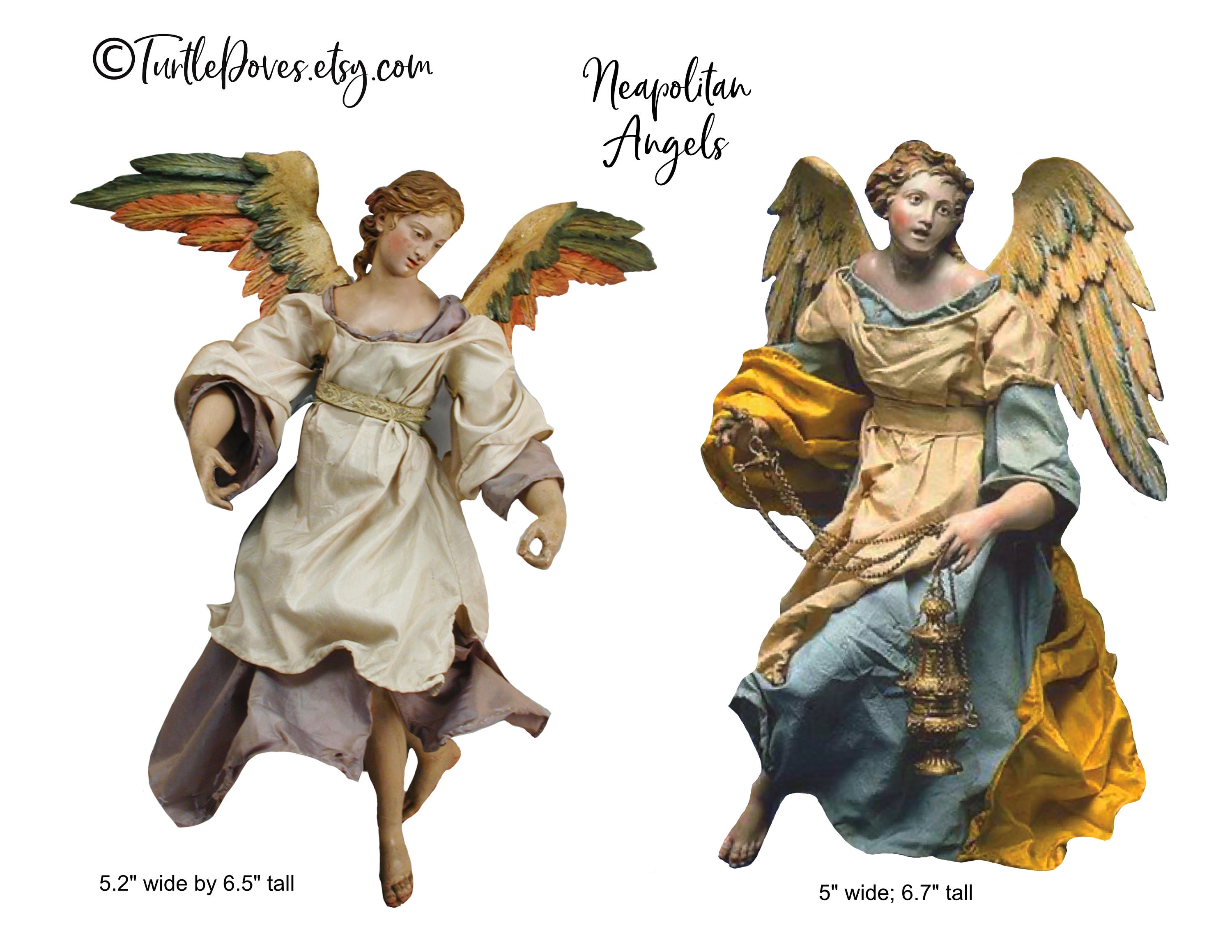 Neapolitan Angels - Christmas Angels - Digital Printable Paper Angels ...