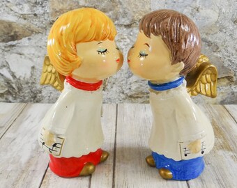 Vintage Kissing Angel Figurines | Etsy