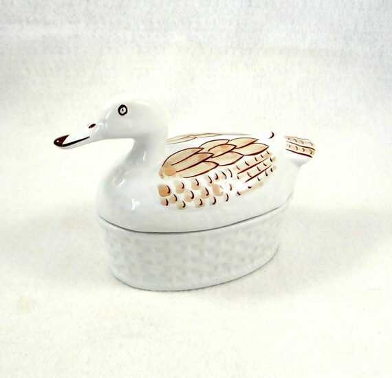 Vintage Porcelain Duck Trinket Box by Vitrin of Aljubarotta of | Etsy