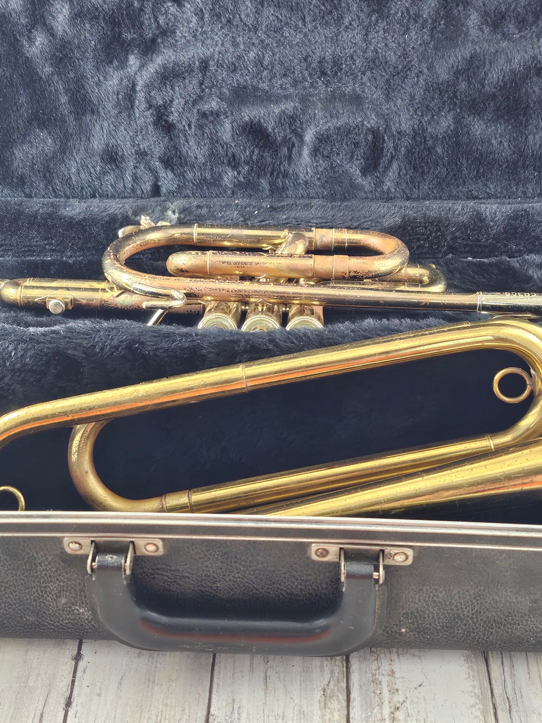 Pair of Vintage Brass Instruments in One Case: A Vintage Bach CR 300 ...