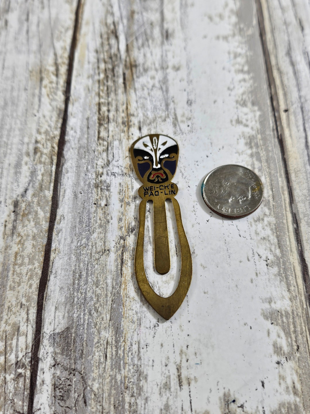 Vintage Chinese Themed Brass Bookmark, Opera Mask Wei-ch'e Pao-lin - Etsy