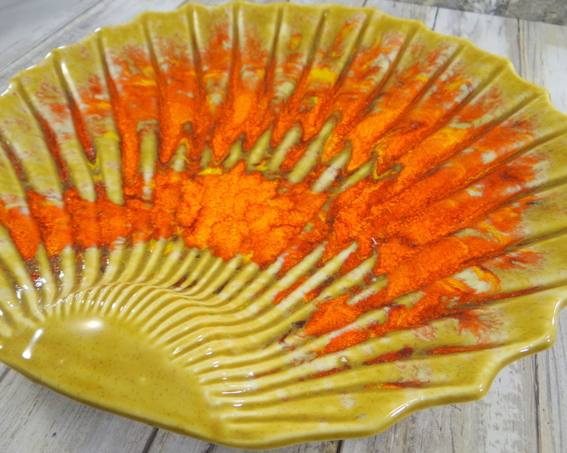 Mid Century Pottery Shell Platter by Mount Clemens Pottery | Etsy