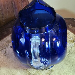 Vintage Cobalt Blue Ball Glass Pitcher.....very Stylish - Etsy