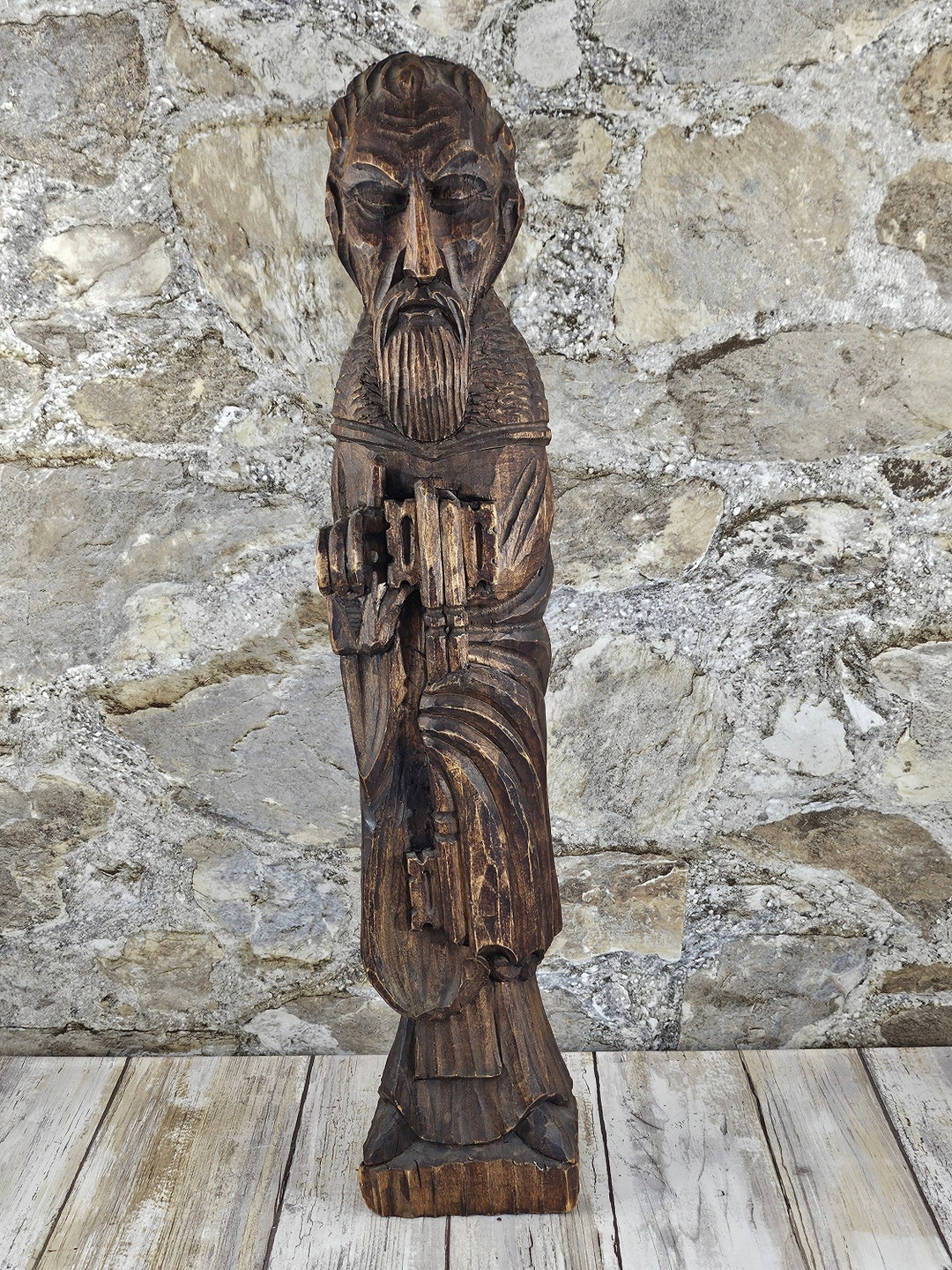 Vintage Carved Wooden Statue of Saint Peter - Etsy