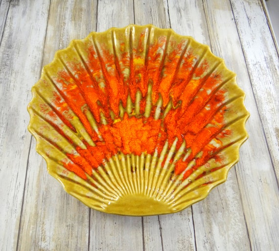 Kitchen & Dining Mid Century Pottery Shell Platter by Mount Clemens ...