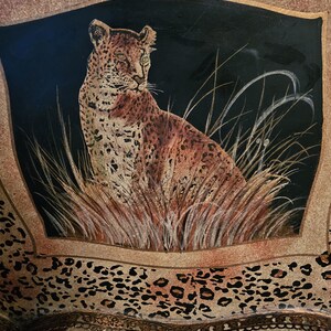 Vintage Large Gold Tone Metal Leopard Serving Tray And/or Display Tray ...