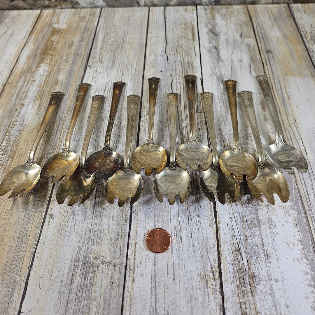 Set of 12 Vintage/antique Sterling Silver Ice Cream Forks by J.S. Co ...