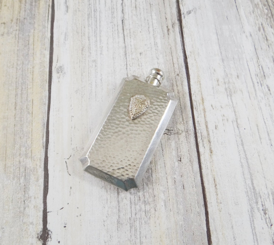 Rare Hammered Silver Plate Flask/perfume Flask and Dauber With - Etsy