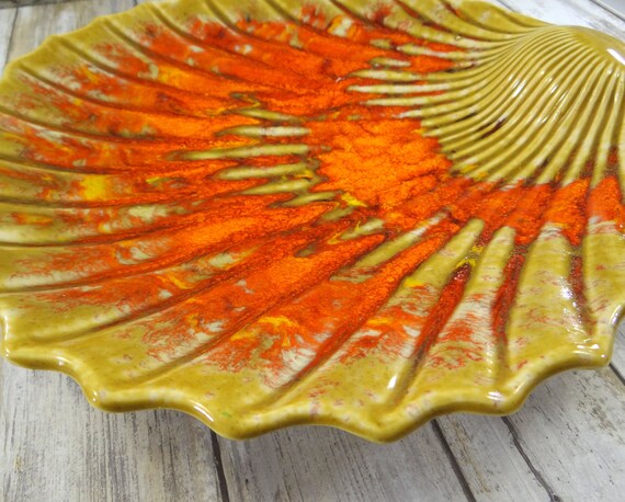 Kitchen & Dining Mid Century Pottery Shell Platter by Mount Clemens ...