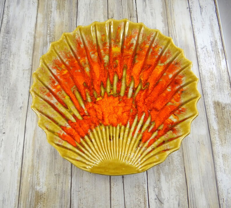 Mid Century Pottery Shell Platter by Mount Clemens Pottery | Etsy