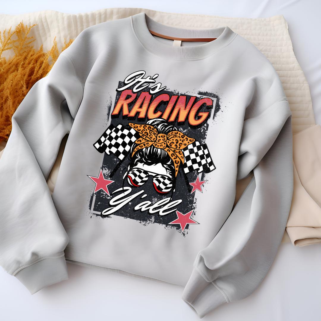 It’s Racing Day Y’all PNG – Race Mom Bun With Checkered Flags Digital ...