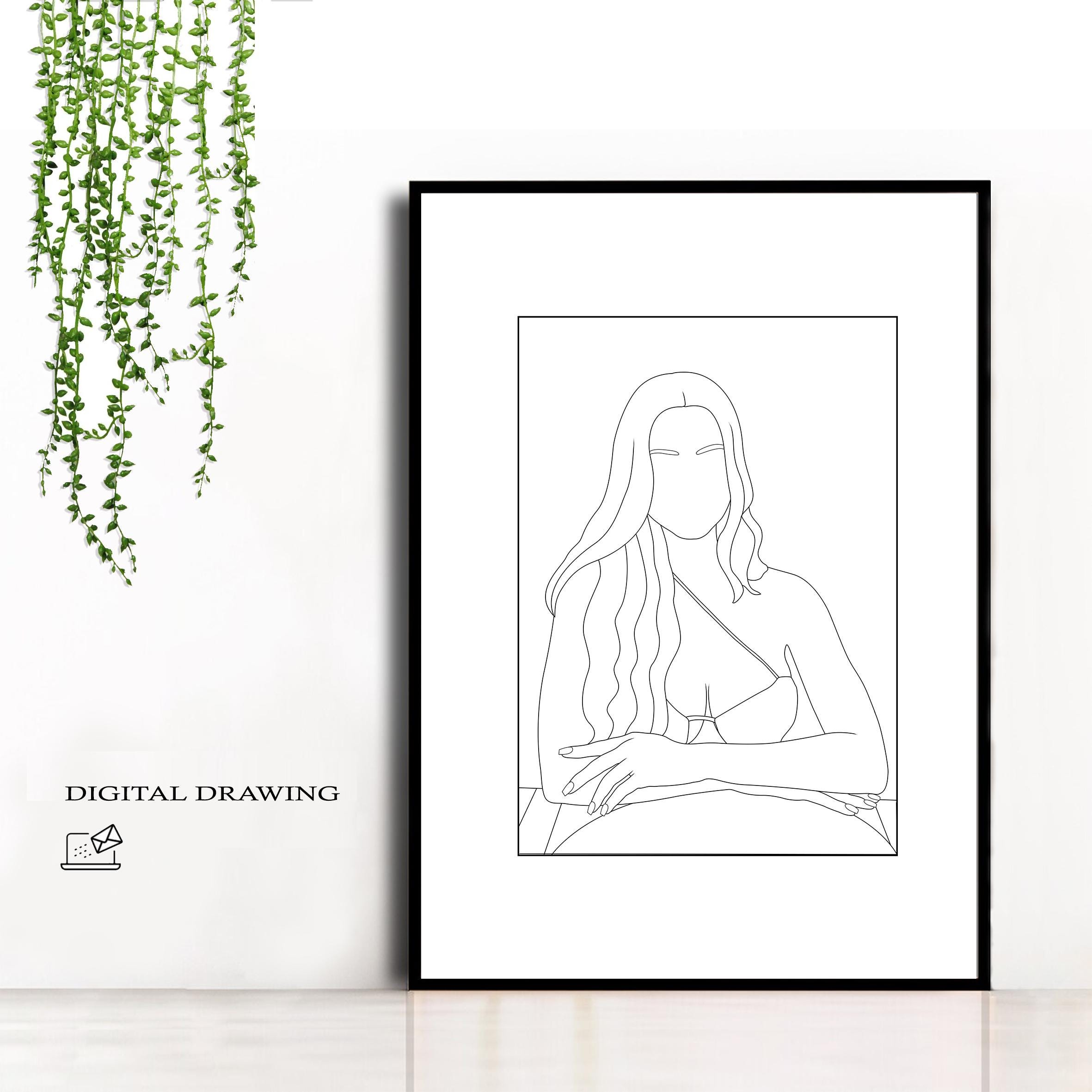 Custom Couple Line Art Portrait, Personalized Gift for Family, Custom ...