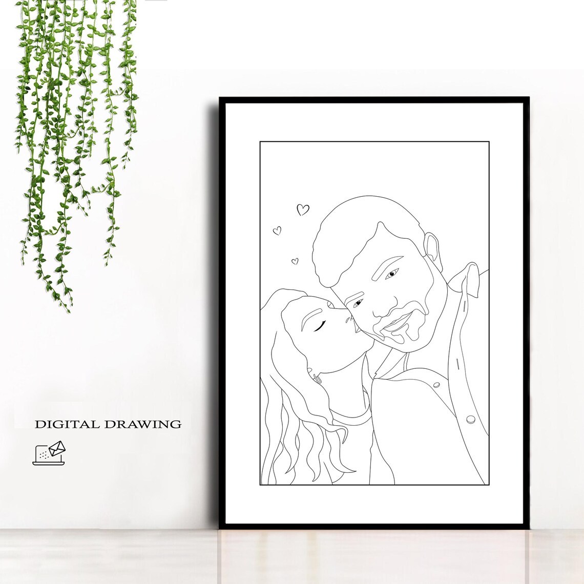 Custom Couple Line Art Portrait, Personalized Gift for Family, Custom ...