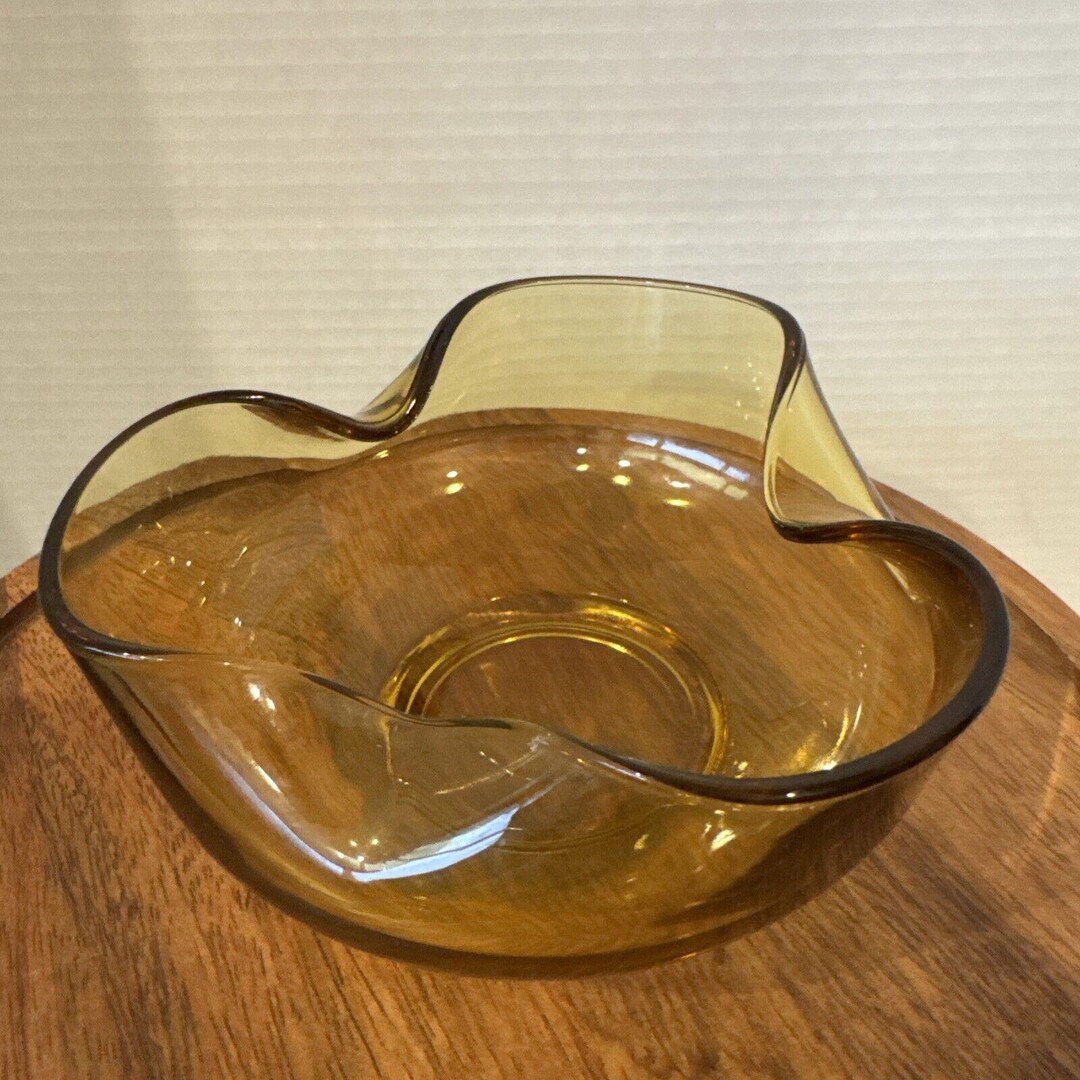 Vintage Amber Glass Folded Edge Dip Bowl MCM Midcentury Modern - Etsy