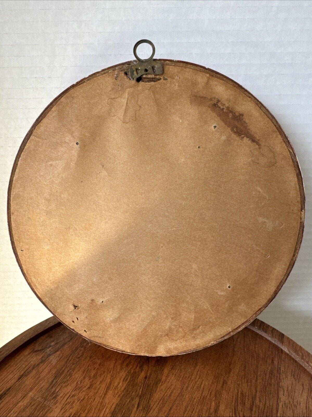 Vtg Victorian Style Petitpoint Flower Picture Roses Round Wood Frame ...