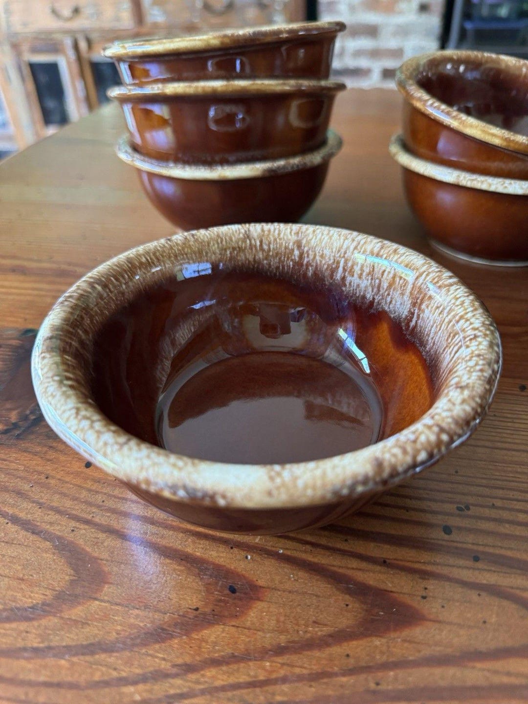 Set of 7 Vintage Hull Pottery Bowl Brown Drip Glaze 5" - Etsy