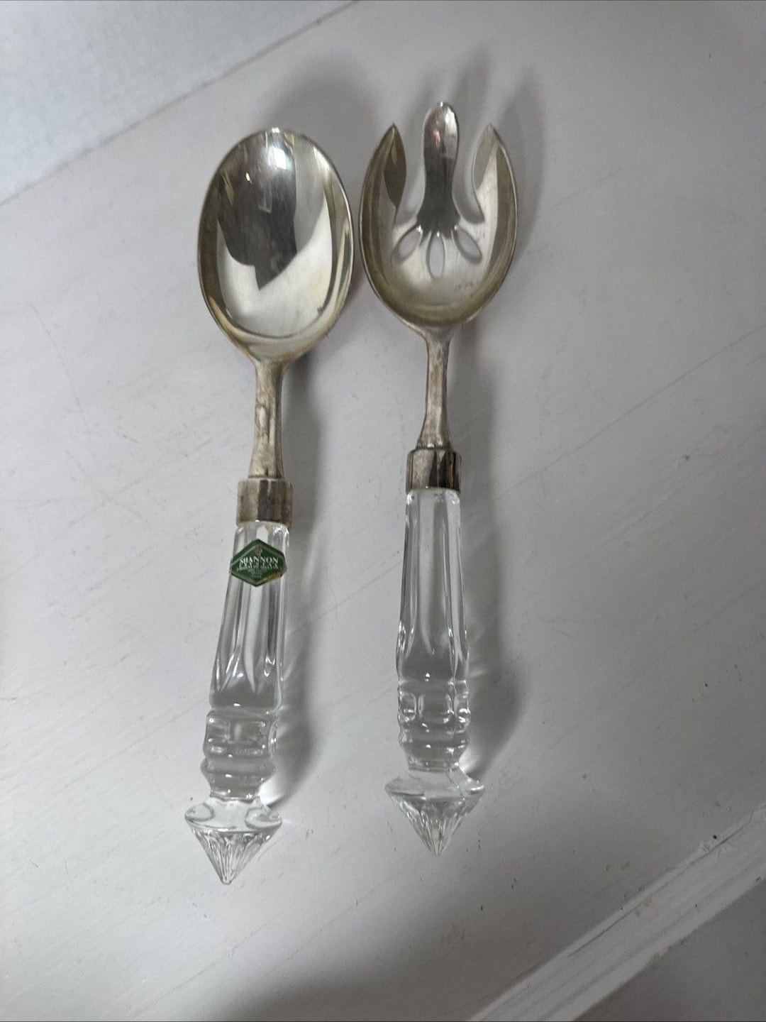 Serving Spoon & Fork Shannon Crystal Utensil Godinger DUBLIN Shannon ...