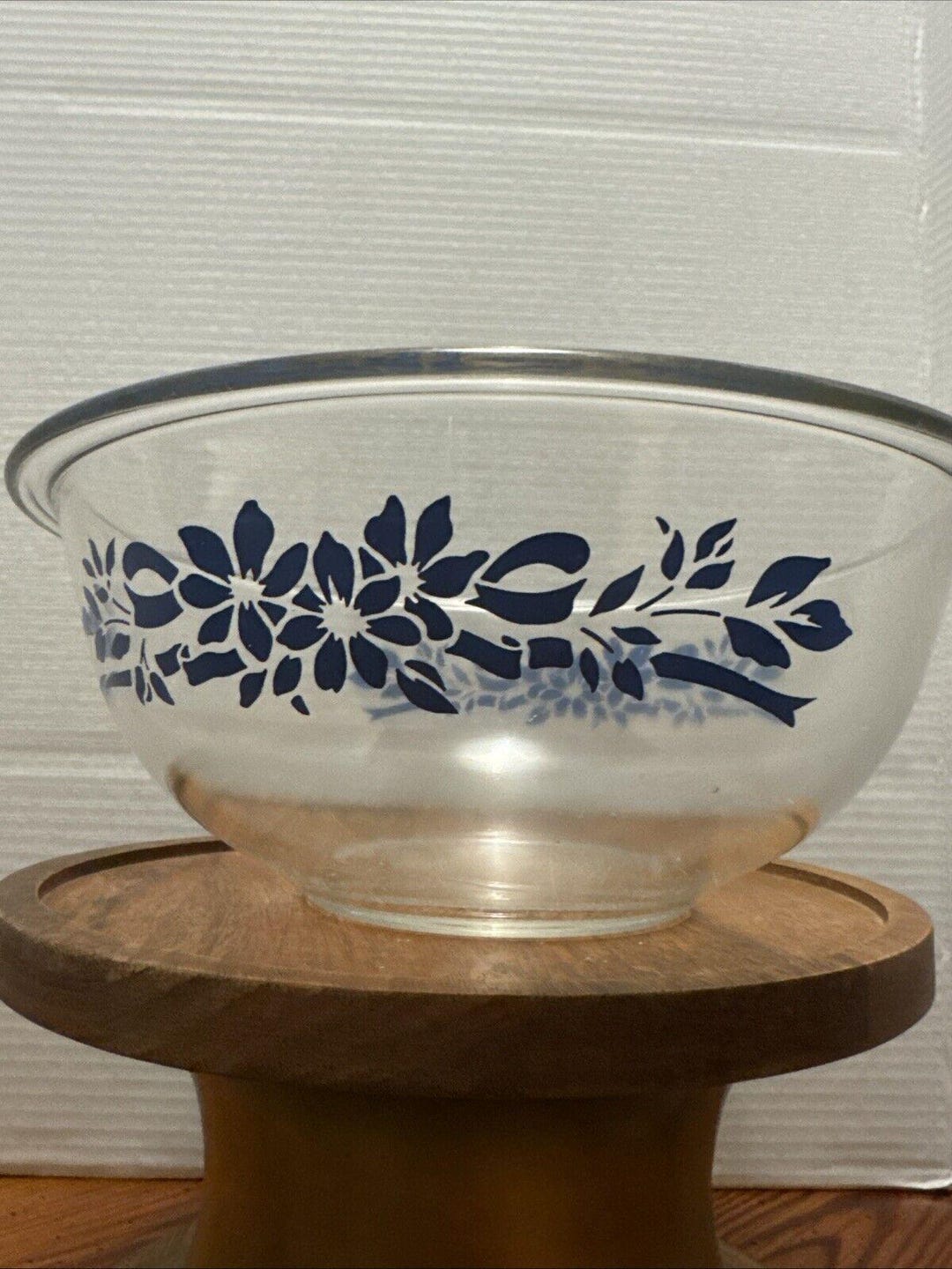 Vintage Pyrex Clear 2.5L blue Floral Ribbon 325 Kitchen Mixing Bowl - Etsy