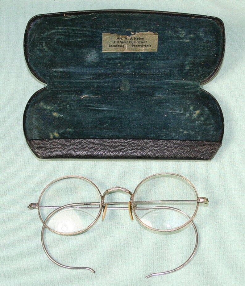 Vintage Wire Frame Eyeglasses With Case, Silver Finish, Eye Glasses - Etsy
