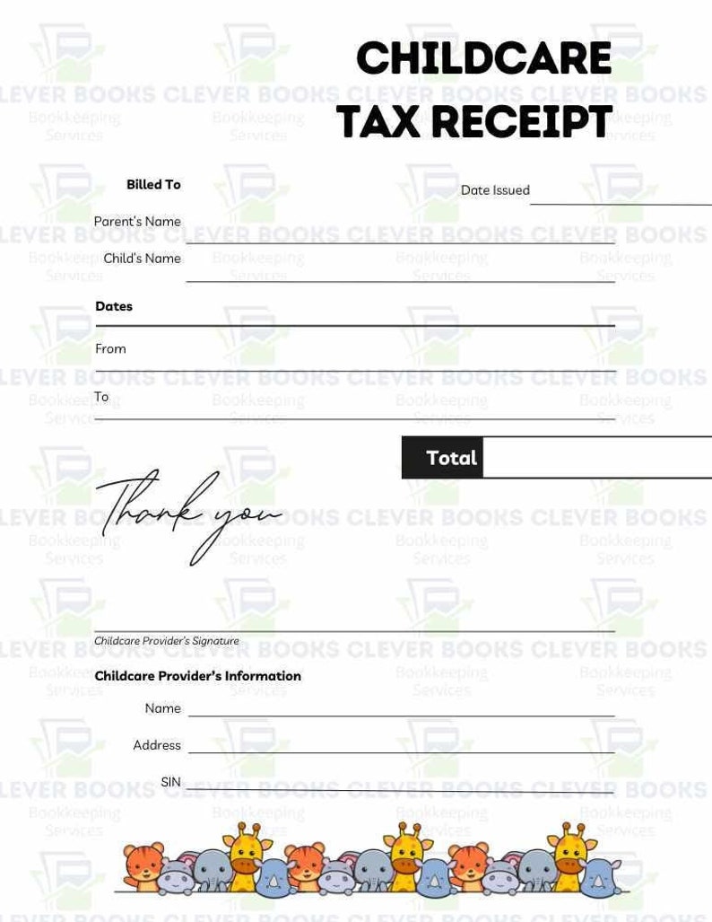 Childcare Receipt Canadian - Etsy