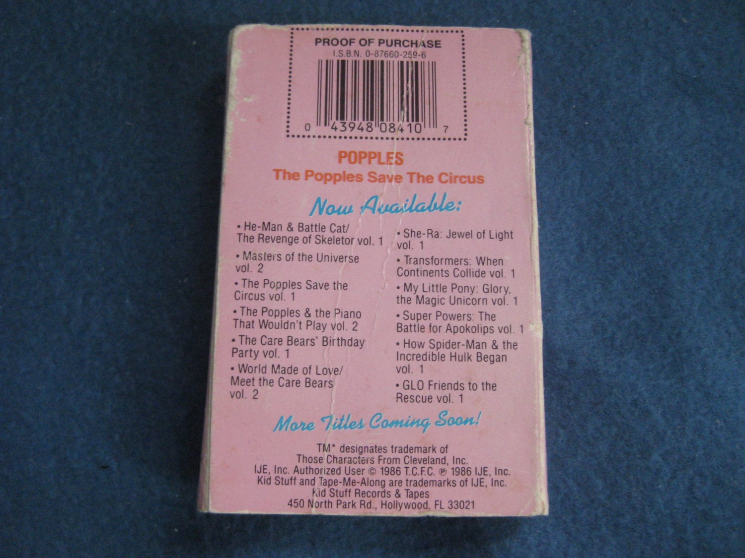 Vintage, 1986, Popples Save the Circus Vol 1, Tape Me Along, Cassette ...