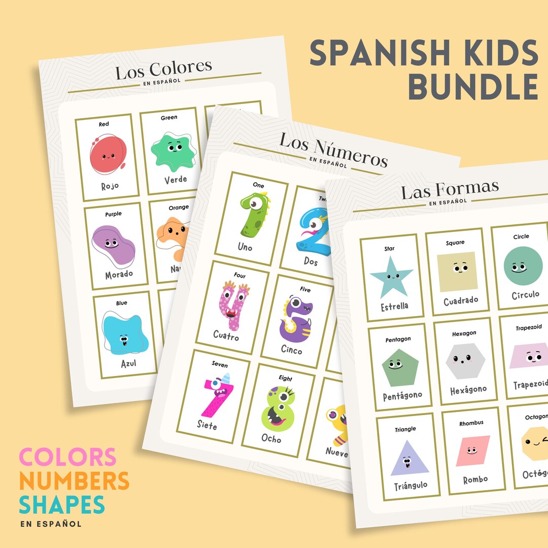 Spanish Learning Pack for Kids - Shapes, Numbers, & Colours Fun ...