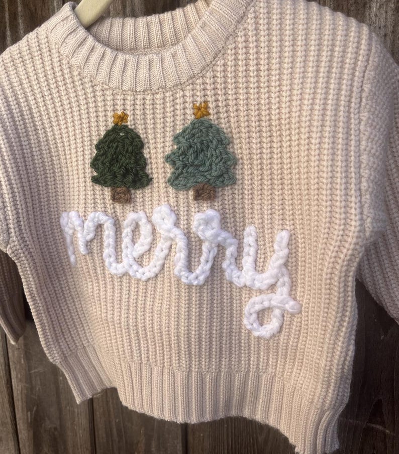Embroidered Knit Baby/toddler Holiday Sweater "merry" - Etsy