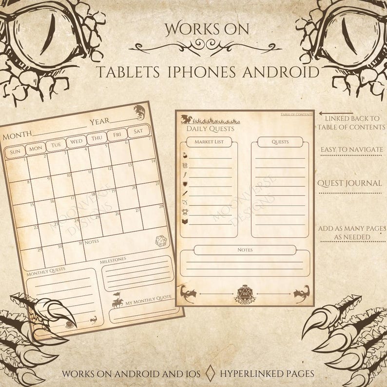 Digital Planner, Fantasy, Daily, Weekly, Monthly, iPad and Android ...