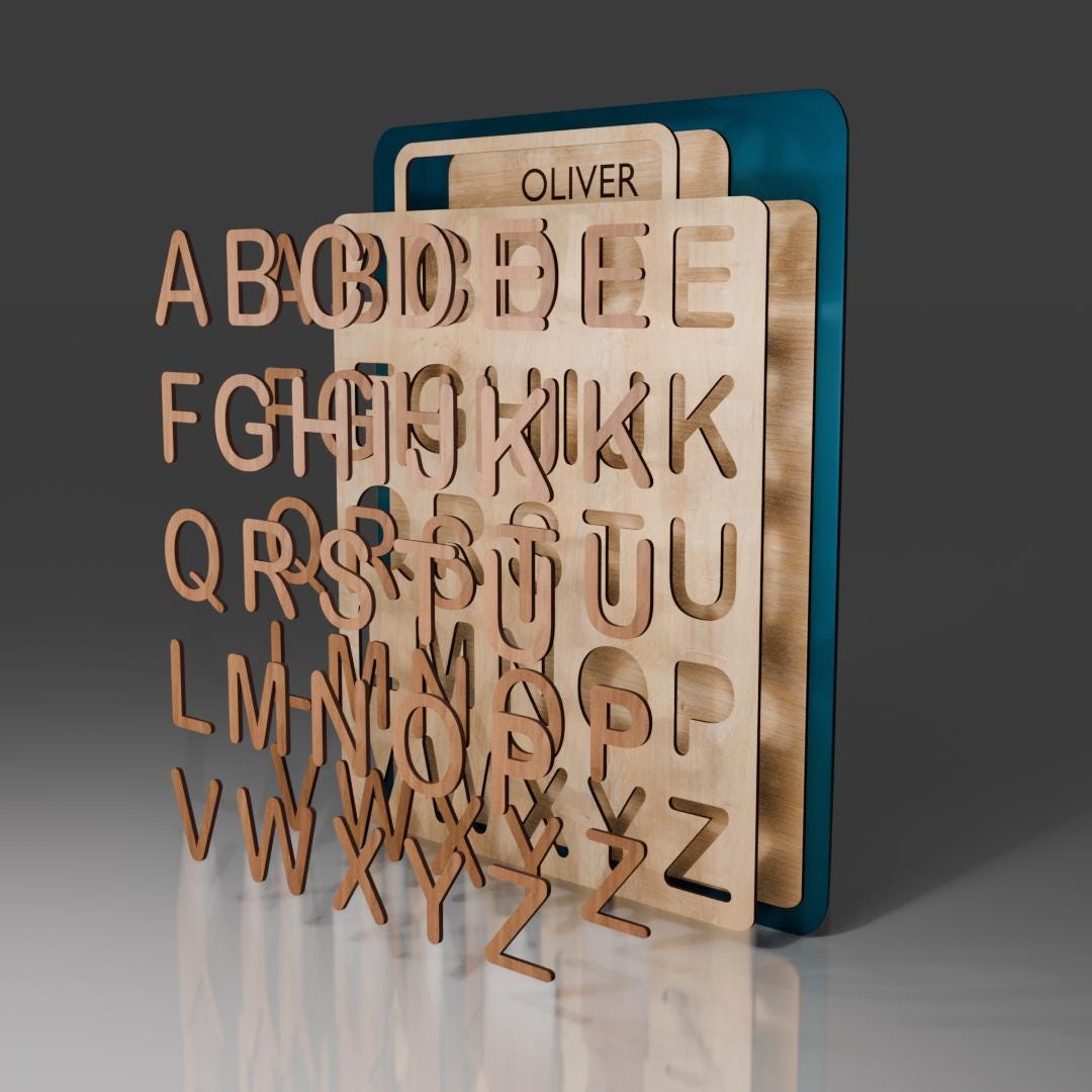 Laser Cut Alphabet Puzzle With Name SVG File, Alphabet Puzzle Digital ...