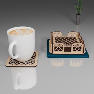 Laser Cut Square Coaster SVG File, Decorative Coaster Holder Digital ...