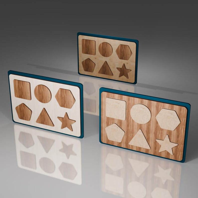 Laser Cut Geometric Shapes Puzzle SVG File, Educational Toy for Kids ...