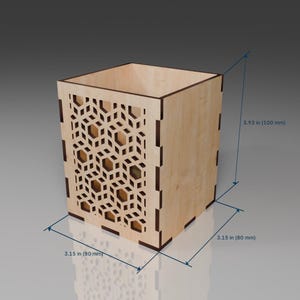 Laser Cut Pencil Holder SVG File, Desk Organizer Digital Template ...