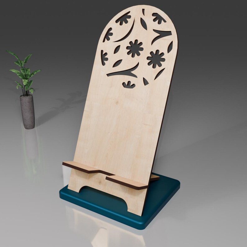 Laser Cut Phone Stand SVG File, Angled Desktop Phone Holder Digital ...