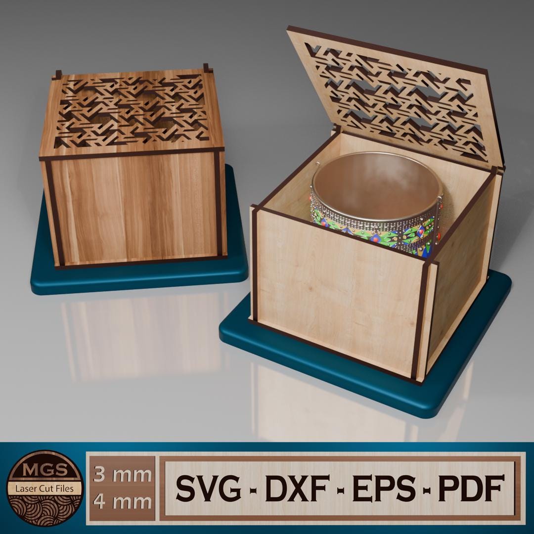 Laser Cut Gift Box SVG File, Square Shaped Packaging Template, DIY ...