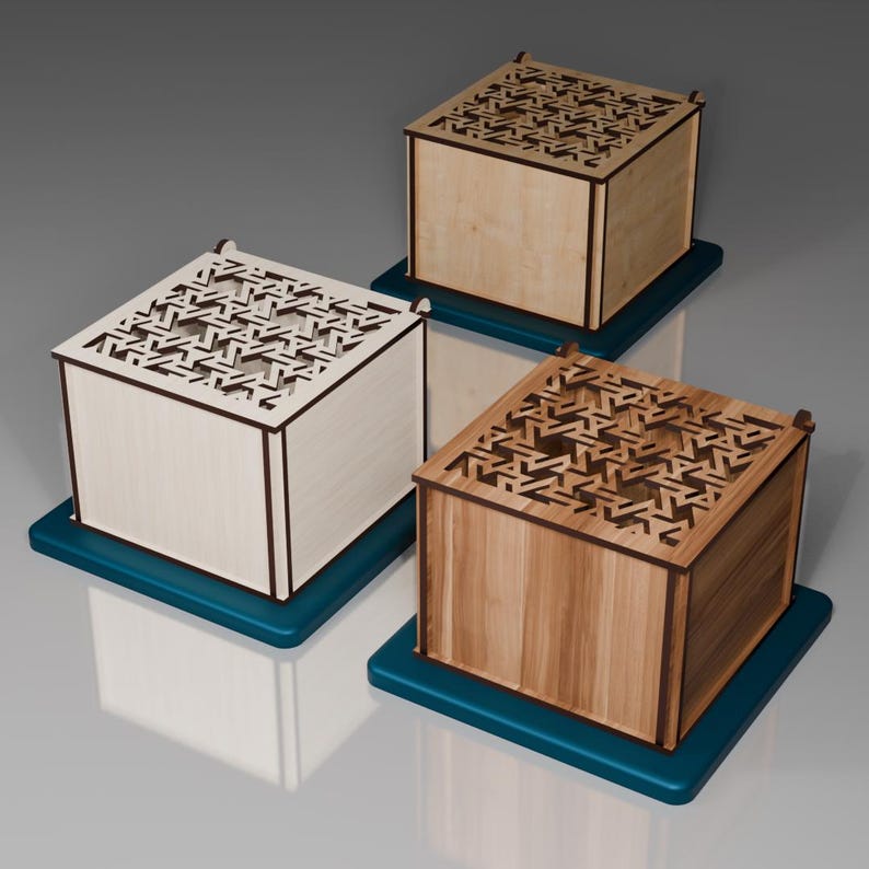 Laser Cut Gift Box SVG File, Square Shaped Packaging Template, DIY ...
