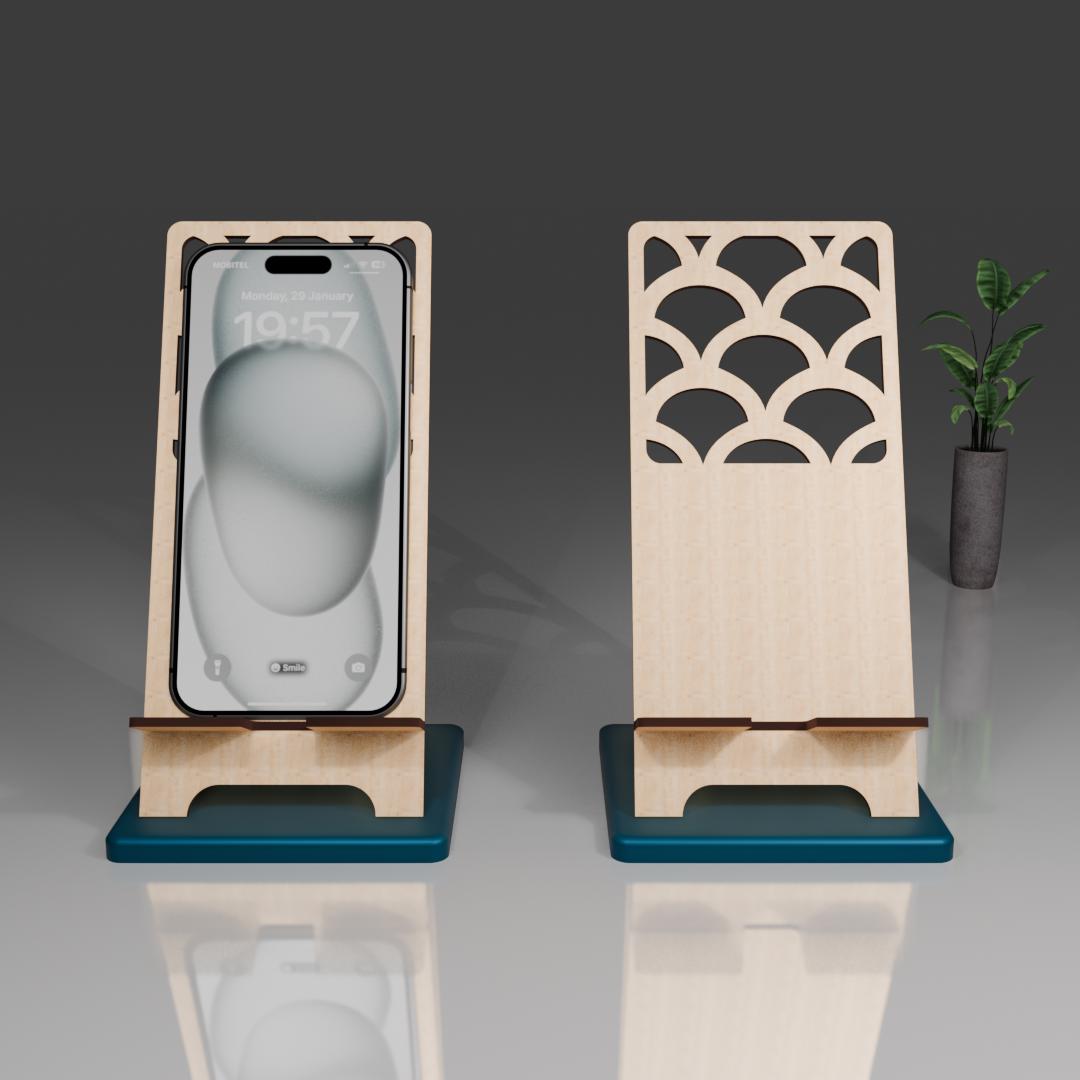 Laser Cut Phone Stand SVG File, Simple and Elegant Desktop Holder for ...