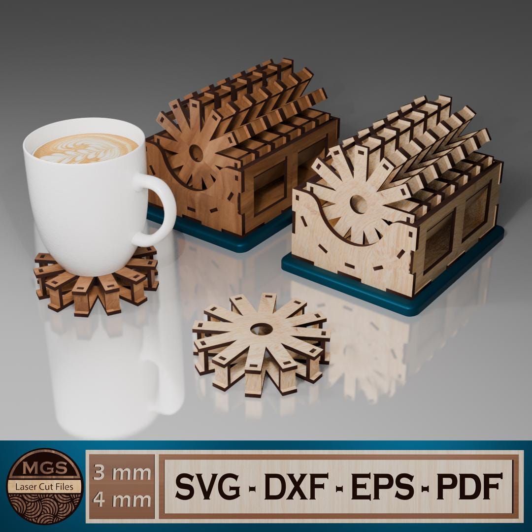 Laser Cut Circle Coaster SVG File, Elevated Vertical Coaster Holder ...