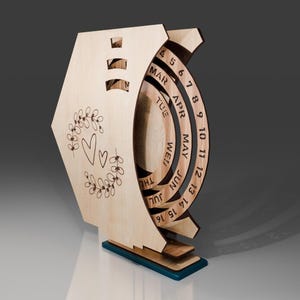 Laser Cut Hexagon Perpetual Calendar SVG File, Floral Decor Rotating ...