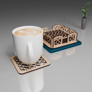 Laser Cut Square Coaster SVG File, Decorative Coaster Holder Digital ...