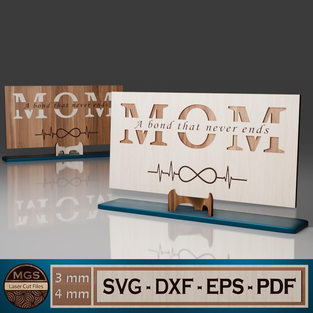 Laser Cut Mom Desk Sign SVG File With Stand, Mom Plaque Laser SVG File ...