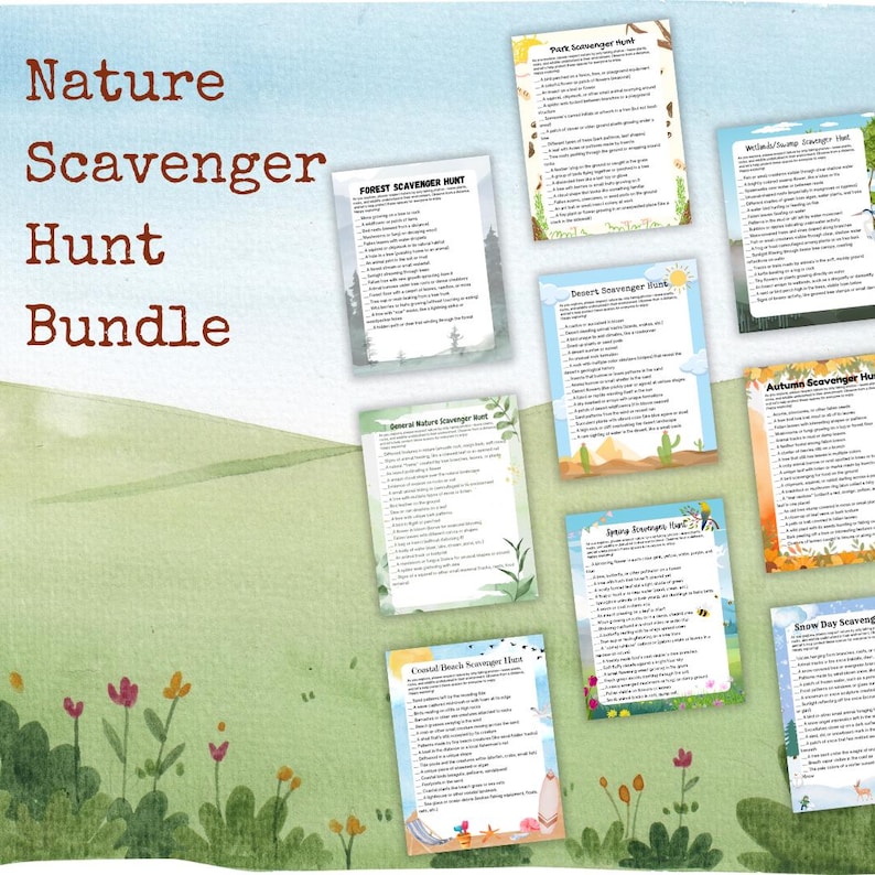 Printable Nature Scavenger Hunt Bundle for Kids and Families | Seasonal ...