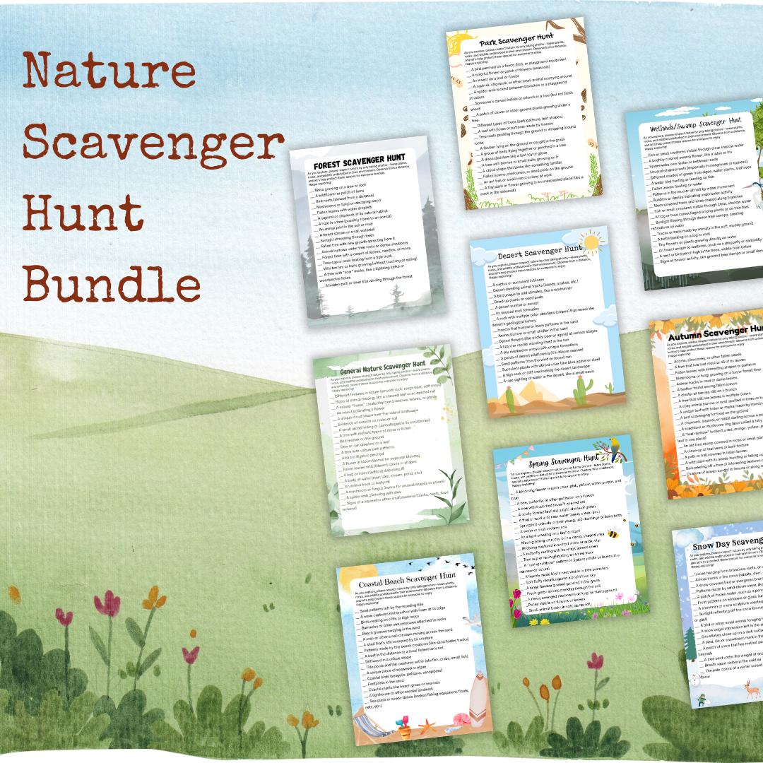 Printable Nature Scavenger Hunt Bundle for Kids and Families Seasonal ...
