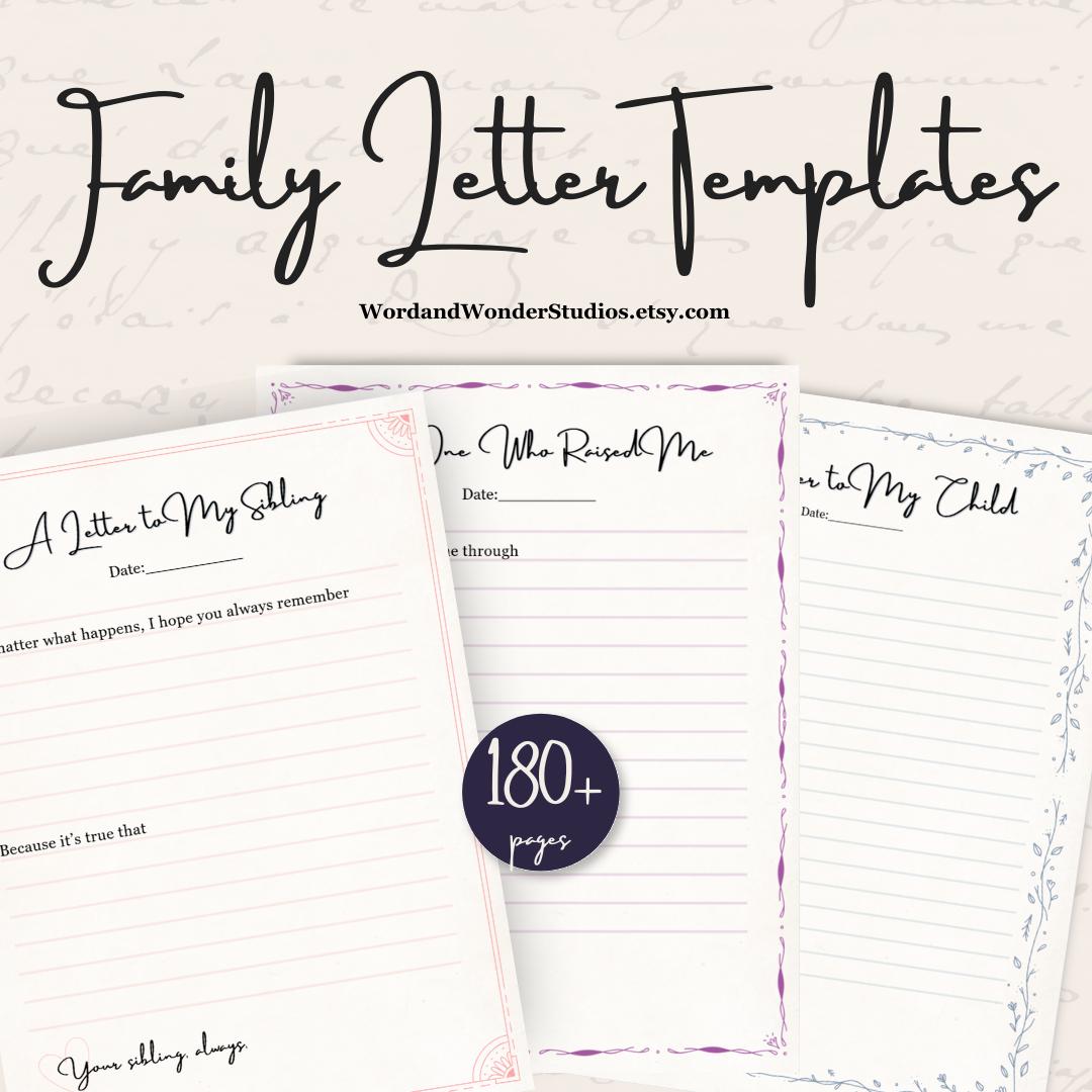 Printable Family Letter Template Collection: Parent to Child, Child to ...
