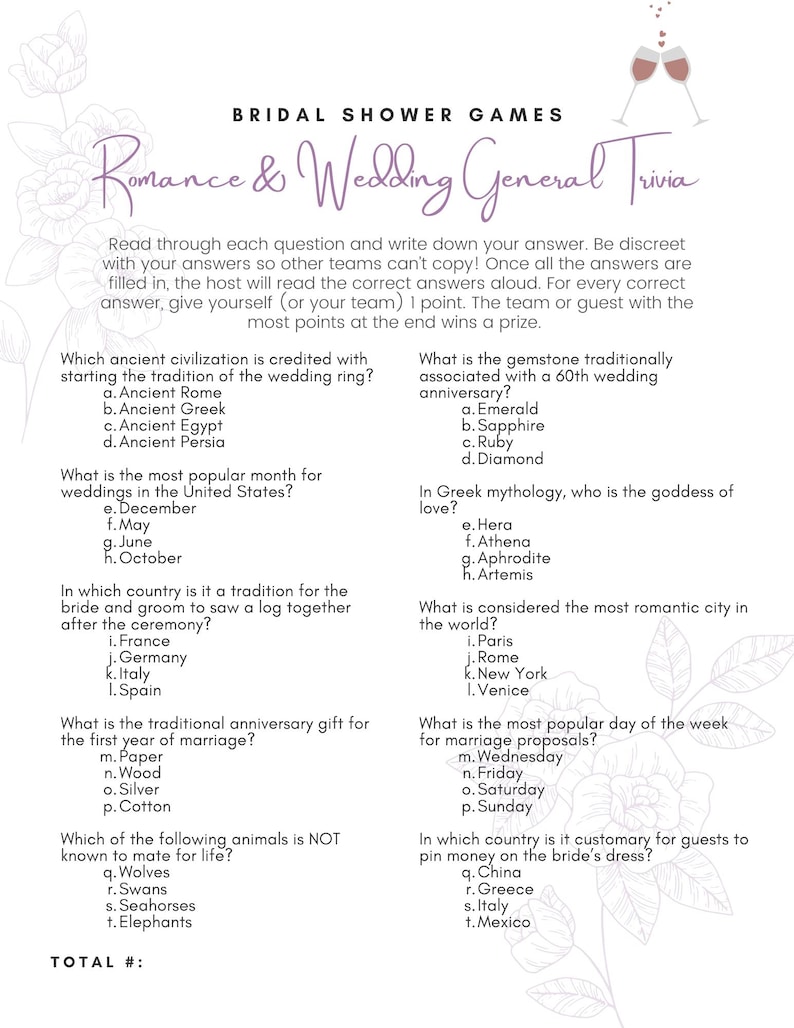 Bridal Shower Game Pack - Trivia, Bingo, & Fun Quizzes for Wedding ...
