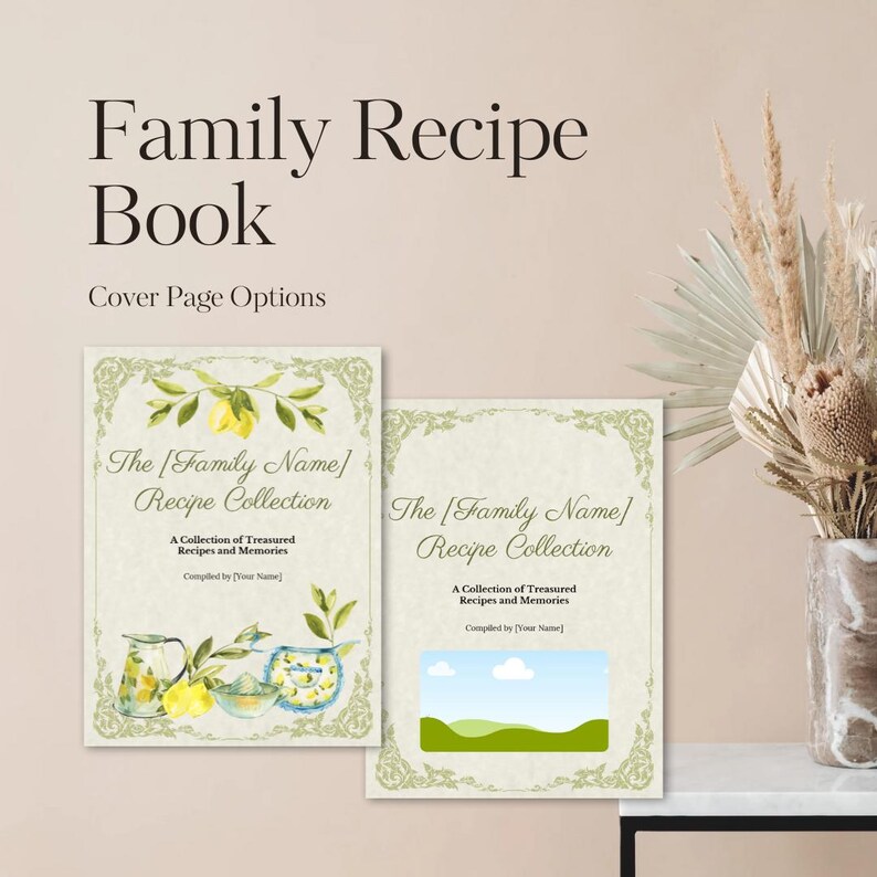 Digital Family Heirloom Recipe Book Template | Vintage-inspired Recipe ...