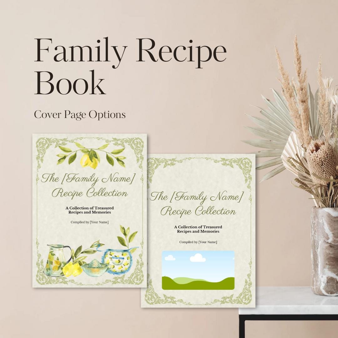 Digital Family Heirloom Recipe Book Template | Vintage-inspired Recipe ...