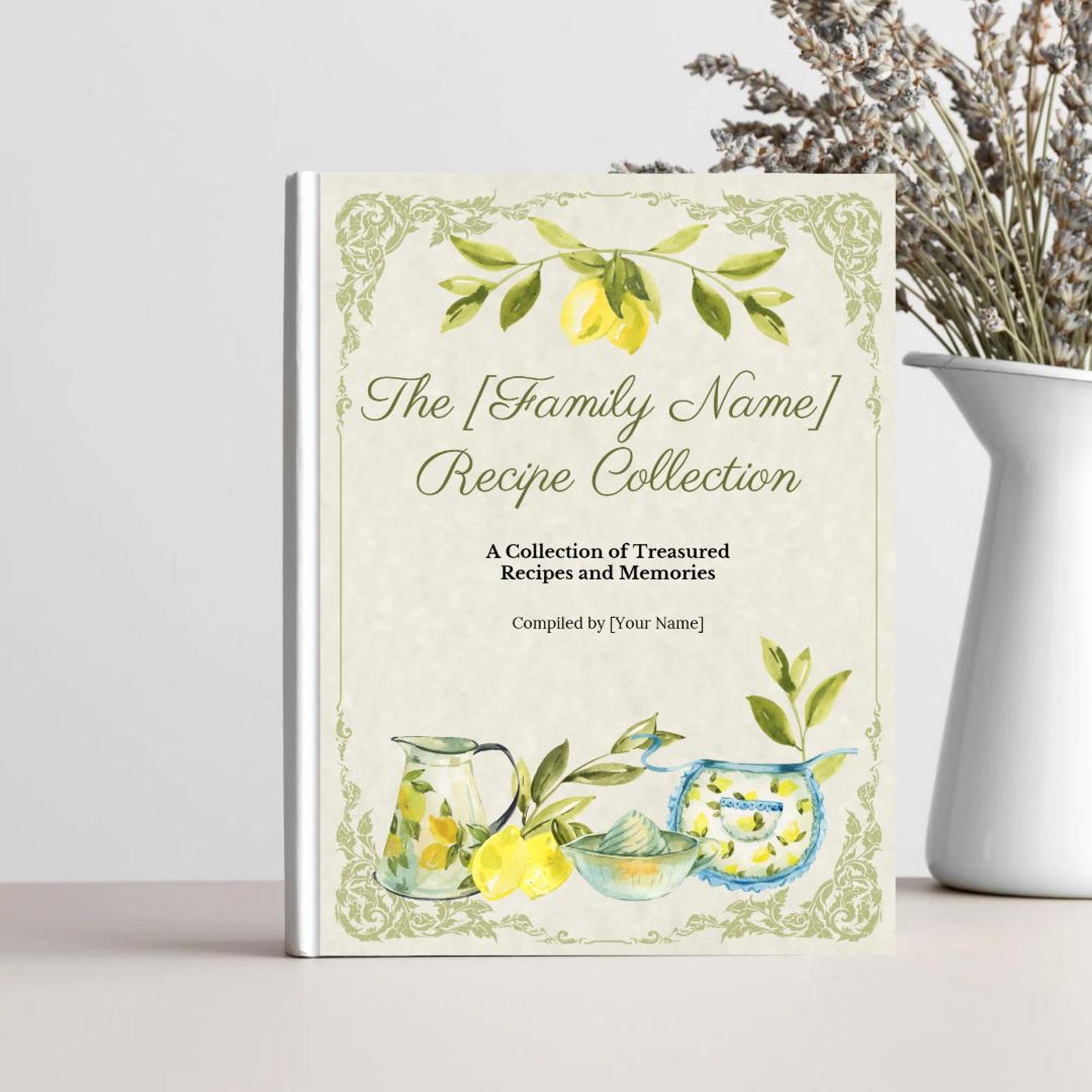 Digital Family Heirloom Recipe Book Template | Vintage-inspired Recipe ...