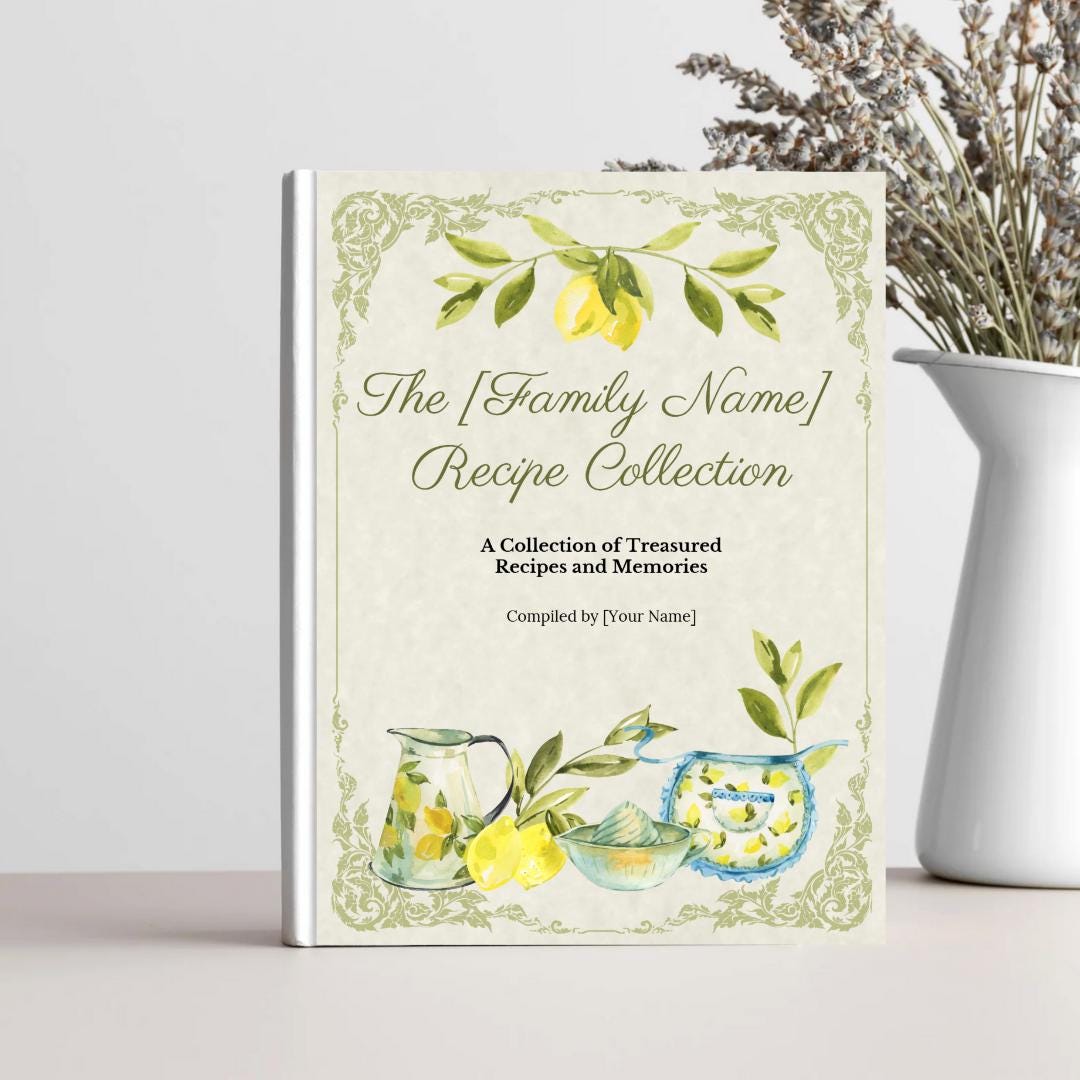 Digital Family Heirloom Recipe Book Template | Vintage-inspired Recipe ...