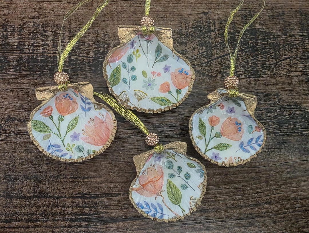 Decoupage Shells - Spring Garden - Etsy