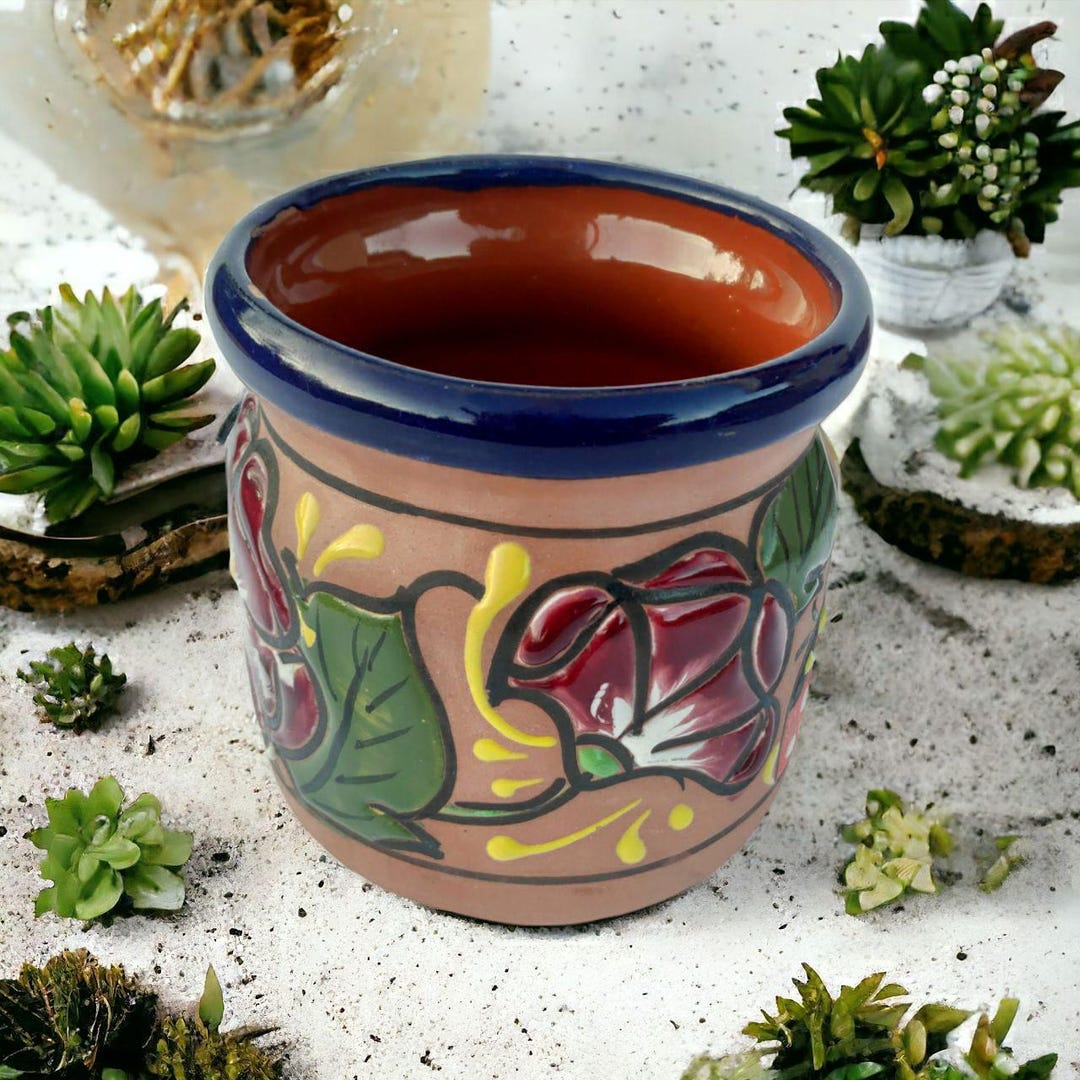 Mexican Talavera Pot | Hand Painted Flower Planter | Small Clay Pot ...